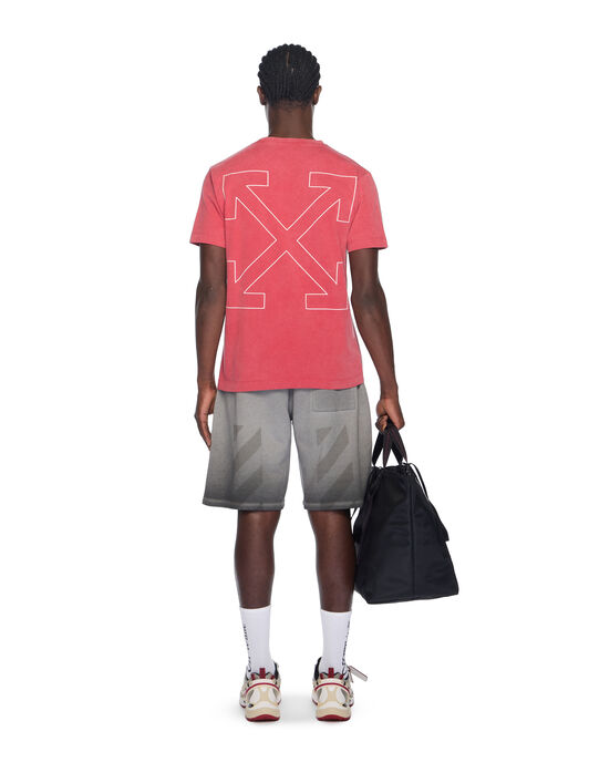 Outline Arrow Logo Tee Shirt In CORAL RED WHITE For Men Off White Outline Arrow Logo Tee Shirt In CORAL RED WHITE For Men Off White